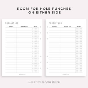 Podcast Log Printable, Podcast Episode Tracker, Podcast Template, A4/a5 ...