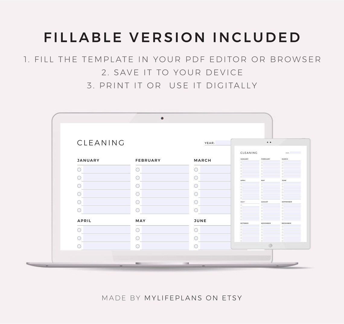 Yearly Cleaning Checklist Printable, Cleaning Task List, Cleaning ...