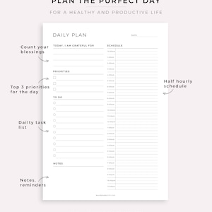 24 Hour Daily Planner Printable, Daily to Do List for Work / Personal ...