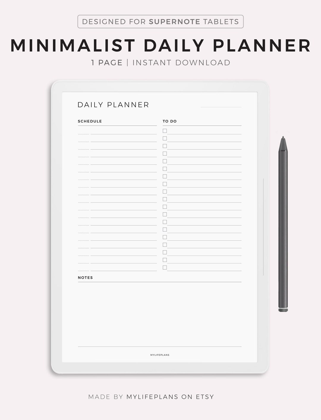 Minimalist Daily Planner for Supernote A5X2/A5X/A5/A6X2/A6X/A6, Instant ...
