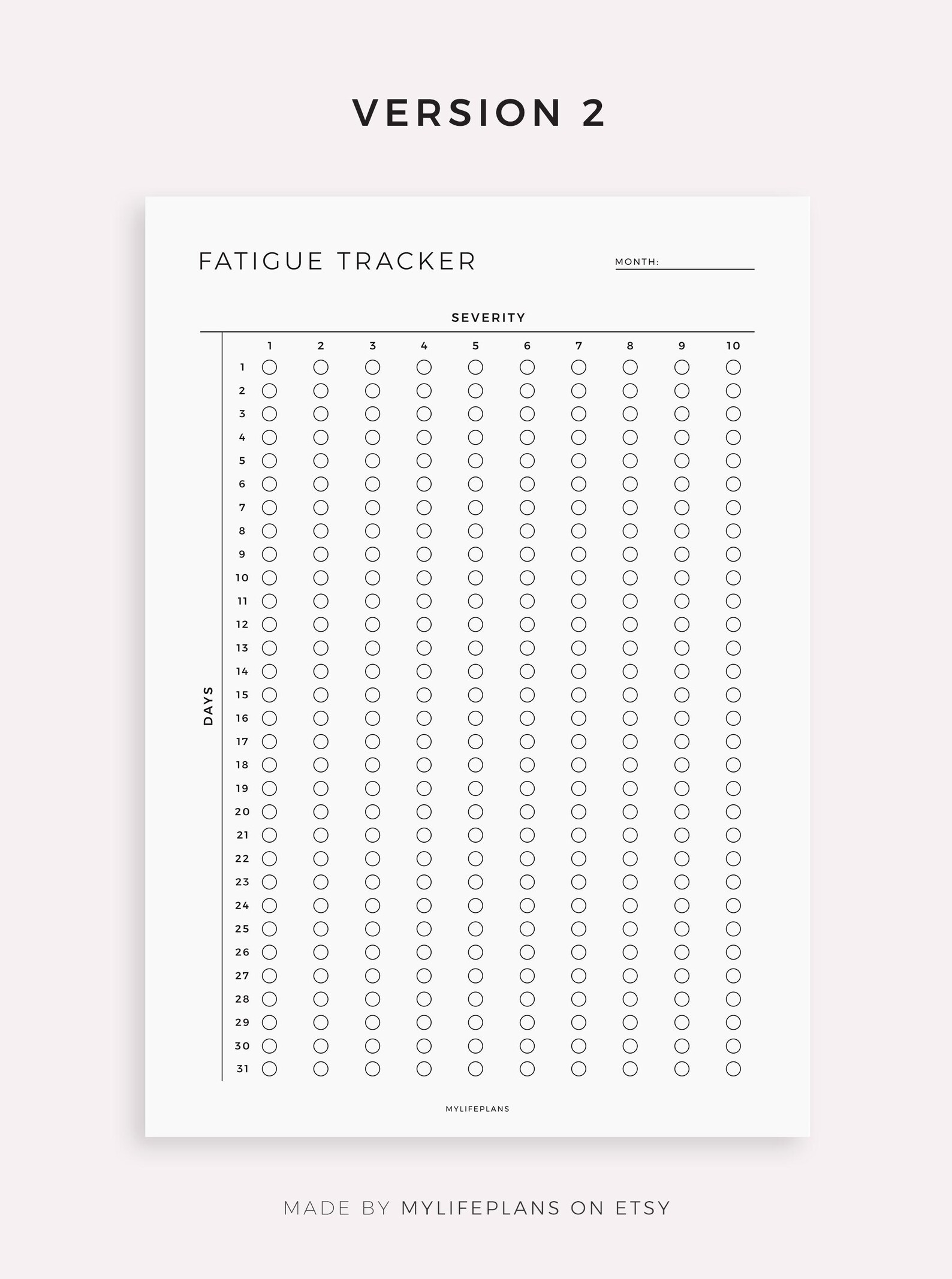 Monthly Fatigue Tracker for Remarkable Paper Pro, Instant Download - Etsy