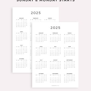 2025 Calendar and Important Dates Page Printable - Birthdays ...