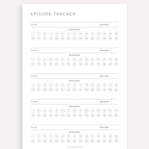 TV Episode Tracker Printable, Series Tracking, Watching Log, Television ...