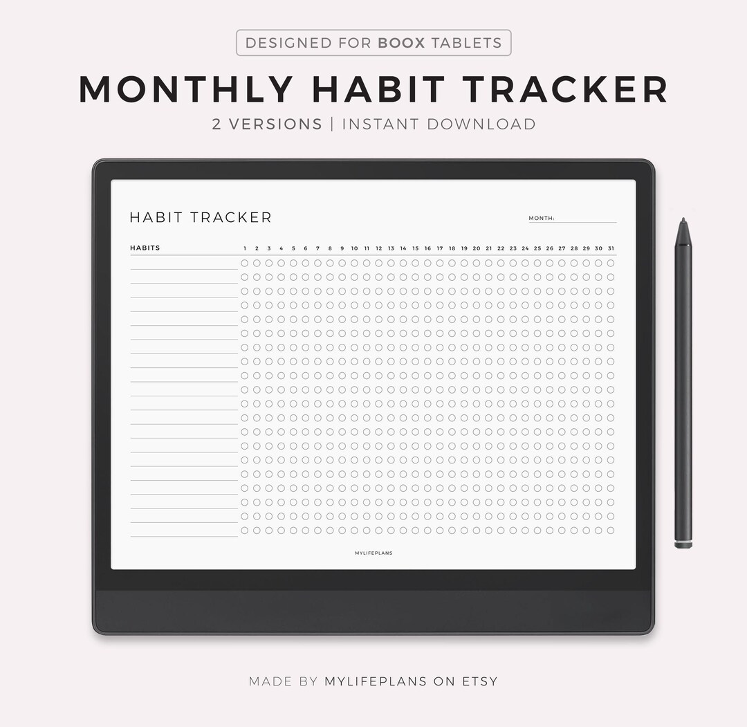 Monthly Habit Tracker for Boox Note Series / Tab Series / Go 10.3 ...