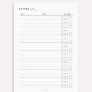 TV Series Log Template for Remarkable 2, Instant Download - Etsy