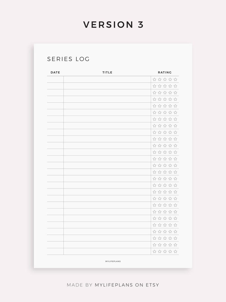 TV Series Log Template for Remarkable 2, Instant Download - Etsy