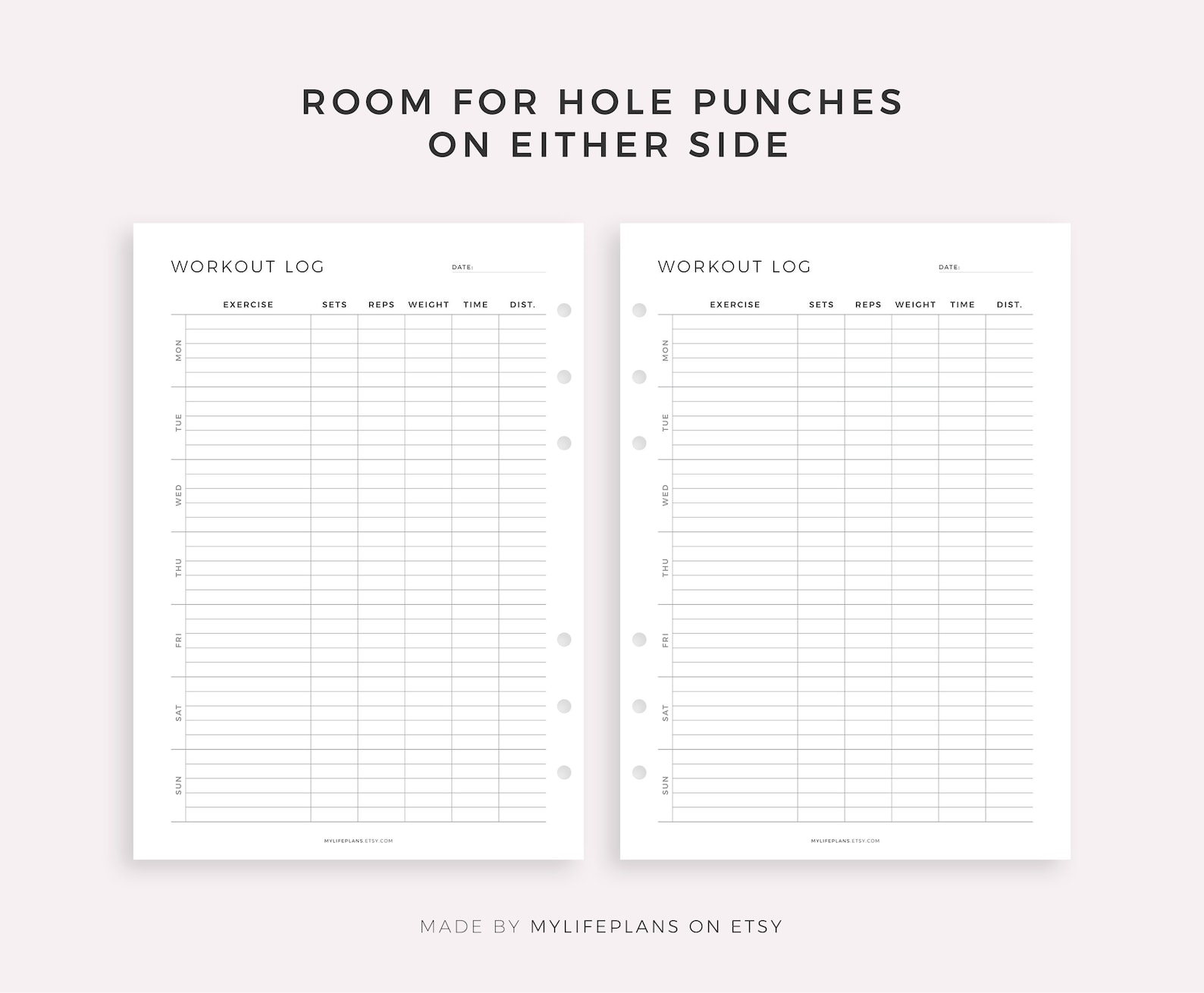 Weekly Workout Log Printable Template, Daily Workout Planner, Exercise ...