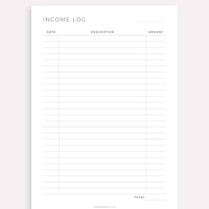 Income Log Printable Template, Personal / Business Income Tracker ...