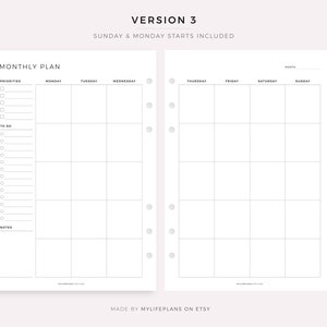 Monthly to Do List on Two Pages, Productivity Monthly Planner Printable ...
