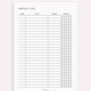 Movie Log Template for Remarkable Paper Pro, Instant Download - Etsy