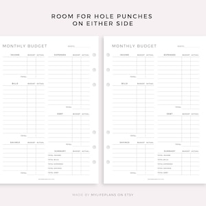 Monthly Budget Planner Printable & Fillable PDF, Budget Tracker ...