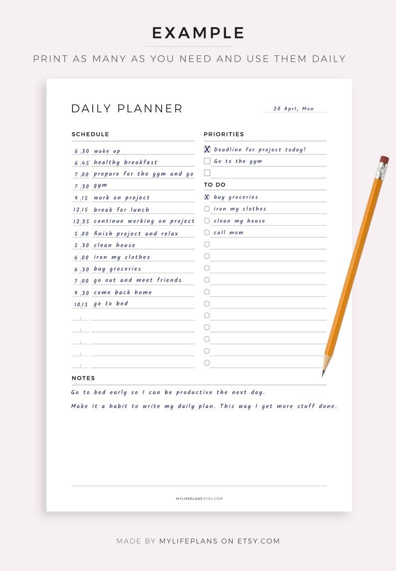 Printable Daily Planner Fillable Daily to Do List - Etsy