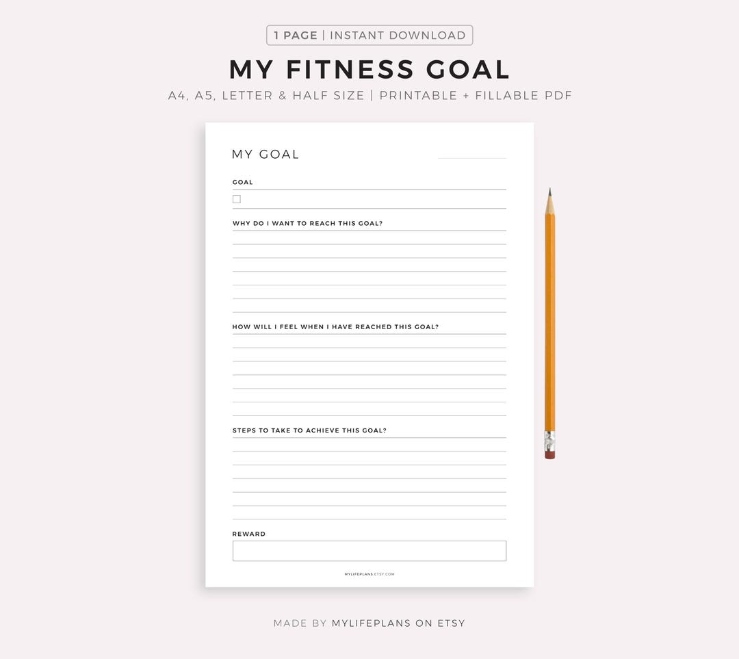 My Fitness Goal Planner Pritnable, Goal Setting, Goal Worksheet ...