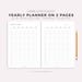 2 Page Yearly Planner Printable, Year at a Glance, Yearly Agenda, 12 ...