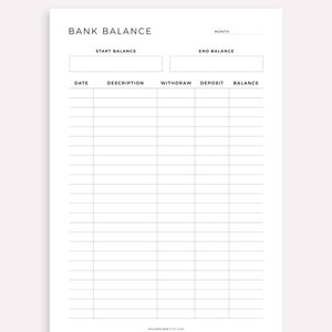 Bank Balance Sheet Printable, Bank Account Transactions Tracker ...
