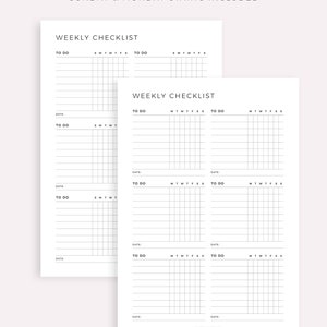 Printable Weekly Checklist Fillable, Weekly Task List, to Do List ...