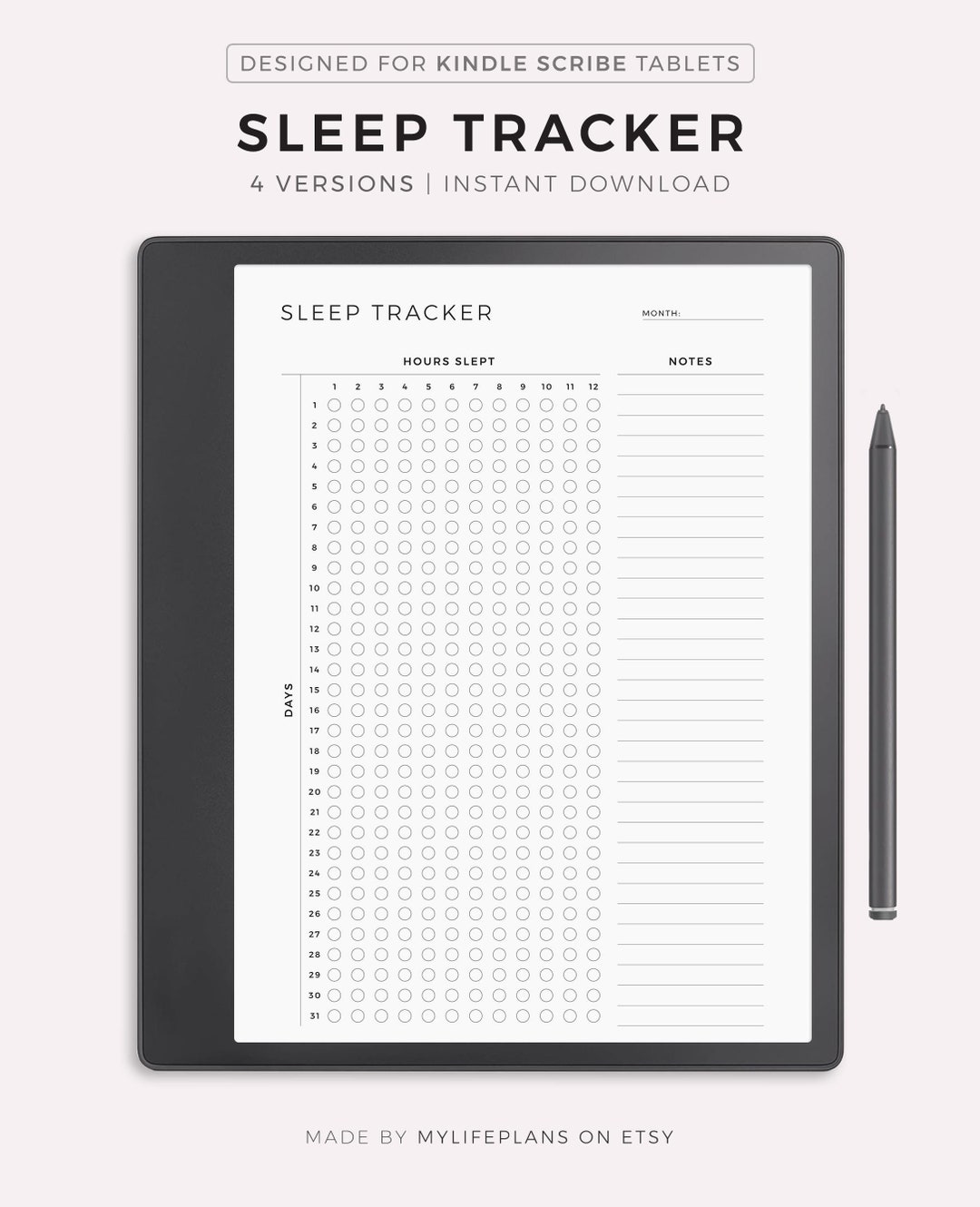 Sleep Tracker for Kindle Scribe, Instant Download - Etsy