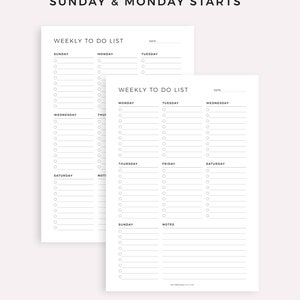 Weekly to Do List Printable, Weekly Task List Template, Weekly Planner ...