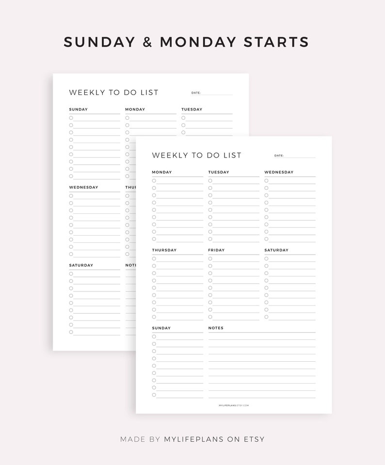Weekly to Do List Printable Weekly Task List Template Weekly - Etsy