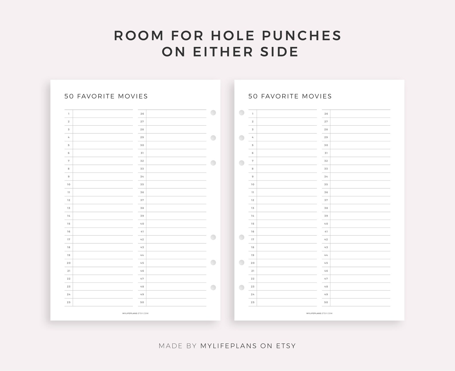 My Favorite Movies List, Best Movies I've Watched, Movie Ranking, A4/a5 ...