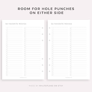 My Favorite Movies List, Best Movies I've Watched, Movie Ranking, A4/a5 ...