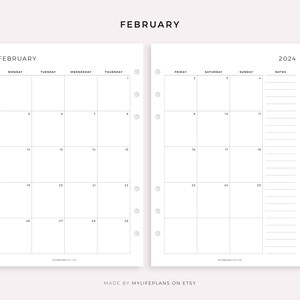 2024 Monthly Calendar on Two Pages With Notes, Printable Calendar ...