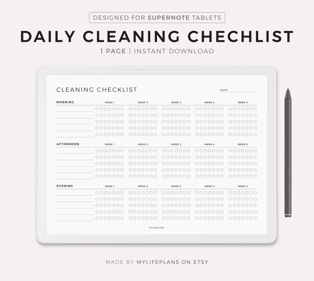 Daily Cleaning Checklist for Supernote A5X2/A5X/A5/A6X2/A6X/A6, Morning ...