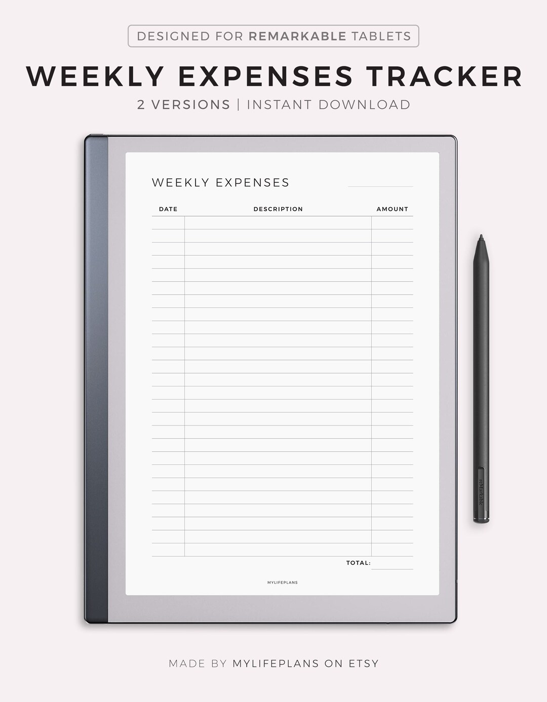 Simple Weekly Expenses Tracker, Weekly Spending Log, Budget Template ...