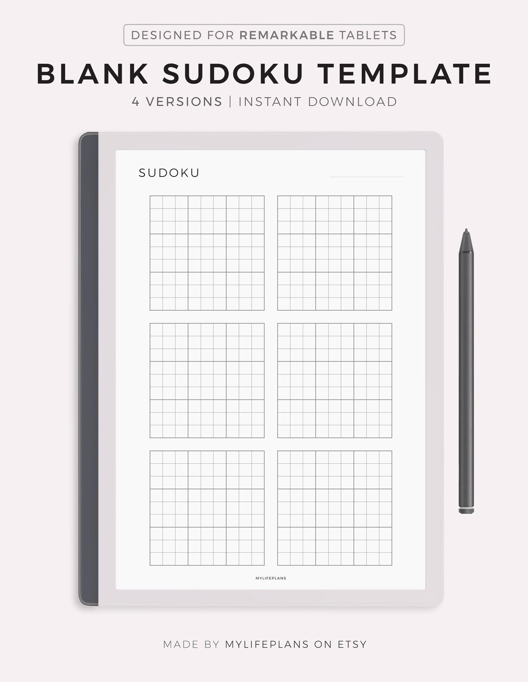 Blank Sudoku Template for Remarkable 2, Instant Download - Etsy