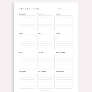 Yearly Overview, Printable Yearly Planner on One Page, Year at a Glance ...