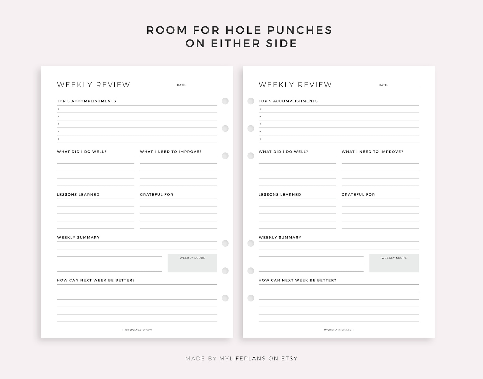 Weekly Review, Weekly Reflection, Weekly Evaluation, Weekly Summary ...