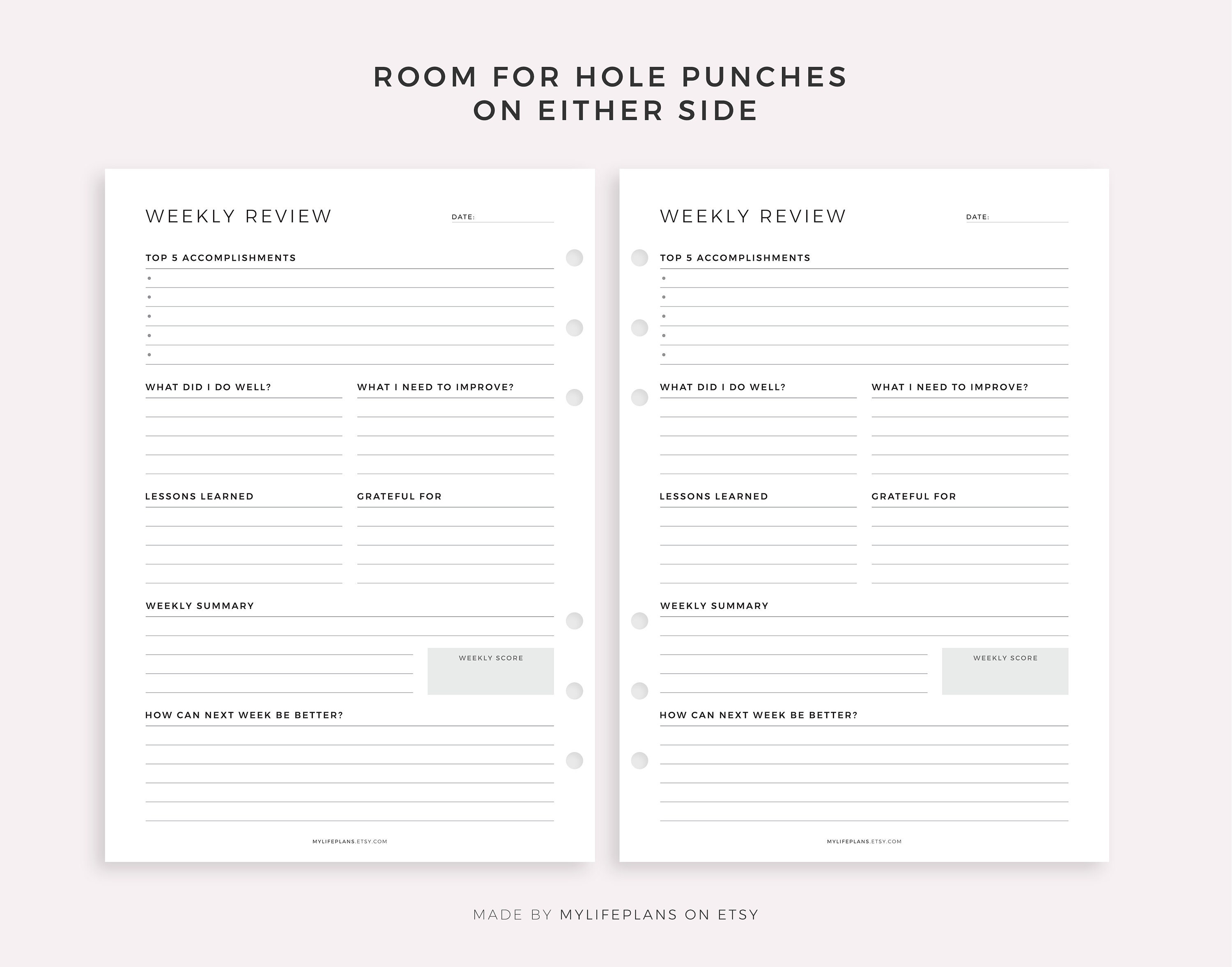 Weekly Review, Weekly Reflection, Weekly Evaluation, Weekly Summary ...