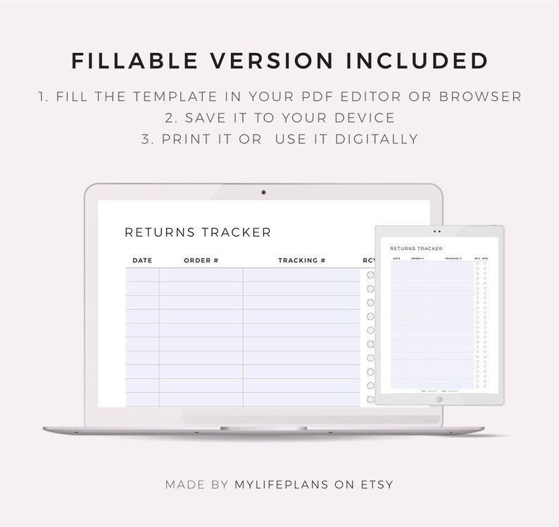 Returns Tracker Printable Online Business Return Sheet Order - Etsy