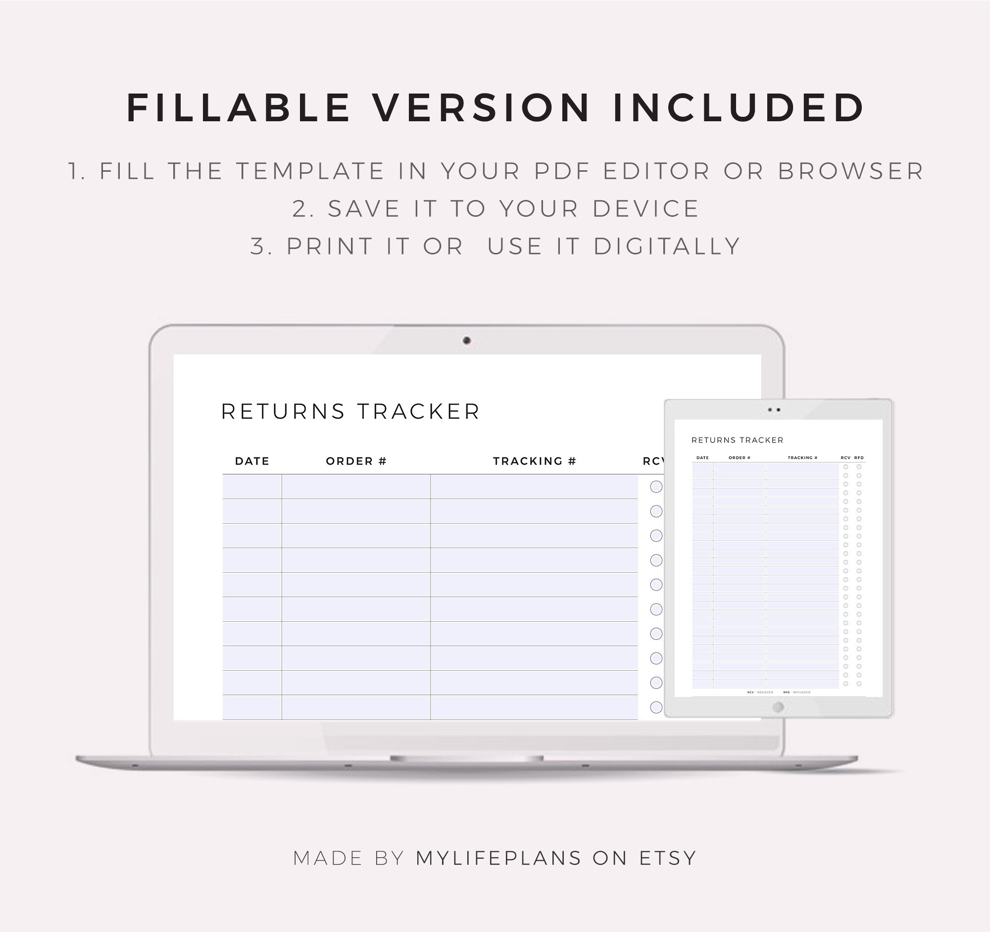 Returns Tracker Printable Online Business Return Sheet Order - Etsy