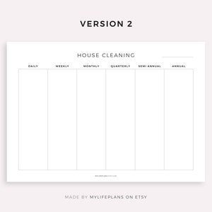 House Cleaning Planner Printable Landscape, Simple Cleaning Schedule ...