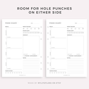 Daily Food Diary Printable, Food Journal, Vitamin Intake, Water Intake ...