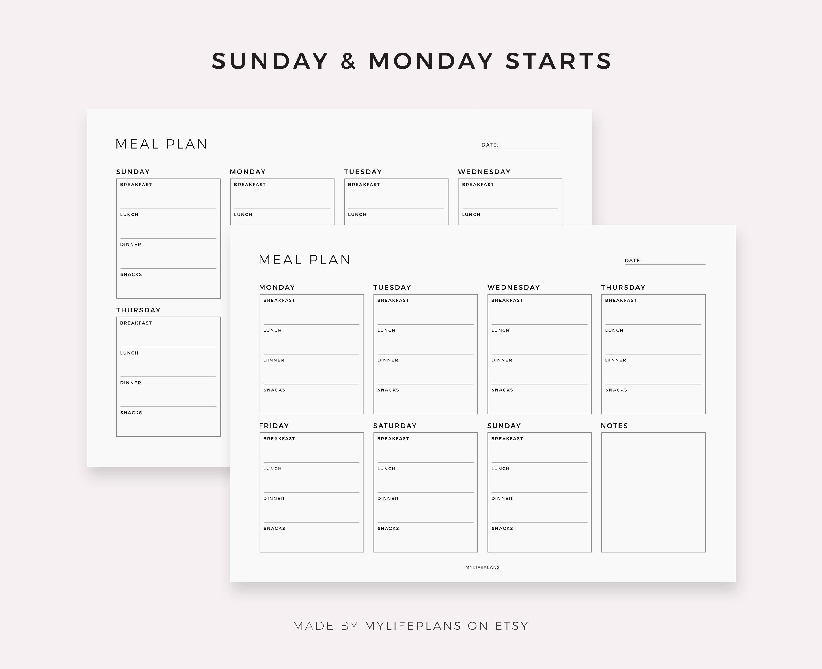 Weekly Meal Planner for Supernote A5X2/A5X/A5/A6X2/A6X/A6, Landscape ...