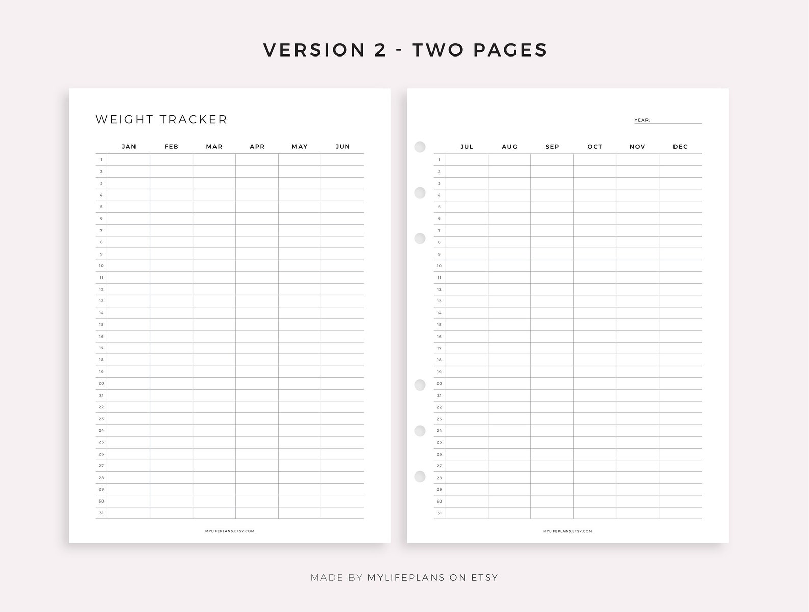365 Day Weight Tracker Printable & Fillable, Daily Weight Journal ...
