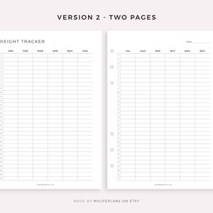 365 Day Weight Tracker Printable & Fillable, Daily Weight Journal ...