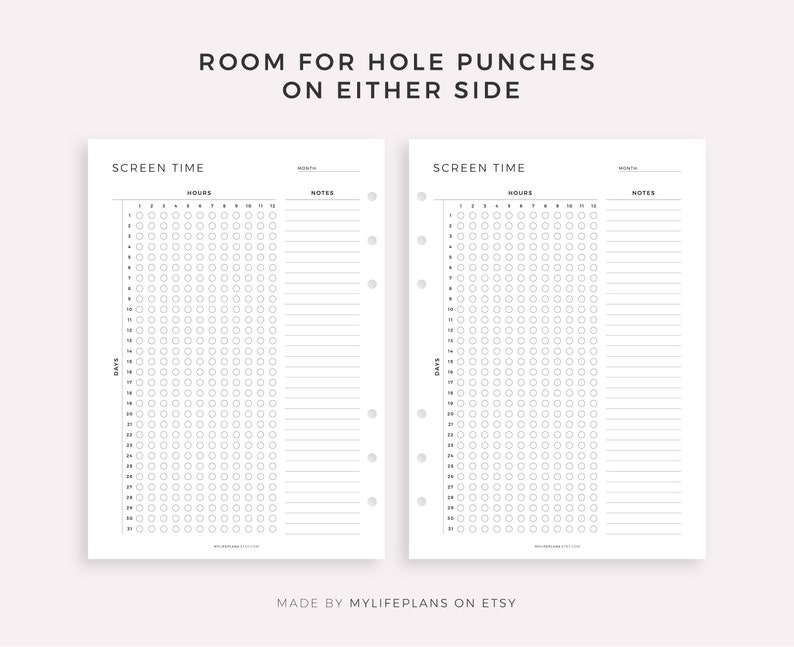 Screen Time Tracker Printable - Get Your Digital Life Under Control by Tracking Your Screen Time ...