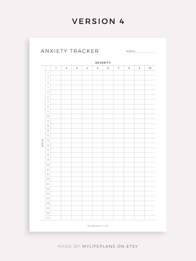 Anxiety Tracker Printable Template, Track Daily Anxiety Levels, Anxiety ...
