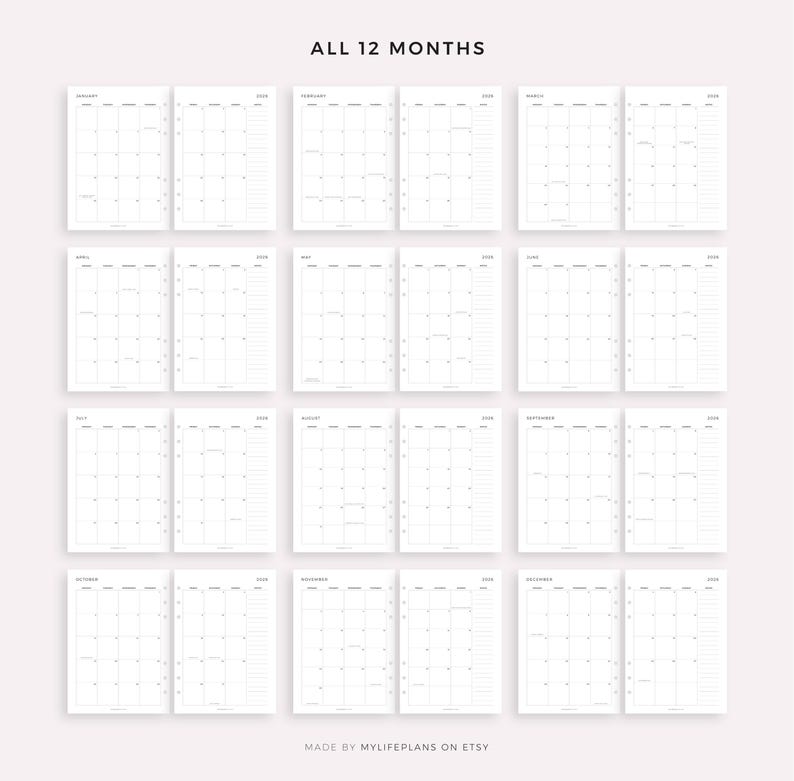 2026 Monthly Planner With Holidays, Dated Month on 2 Pages, Monthly ...