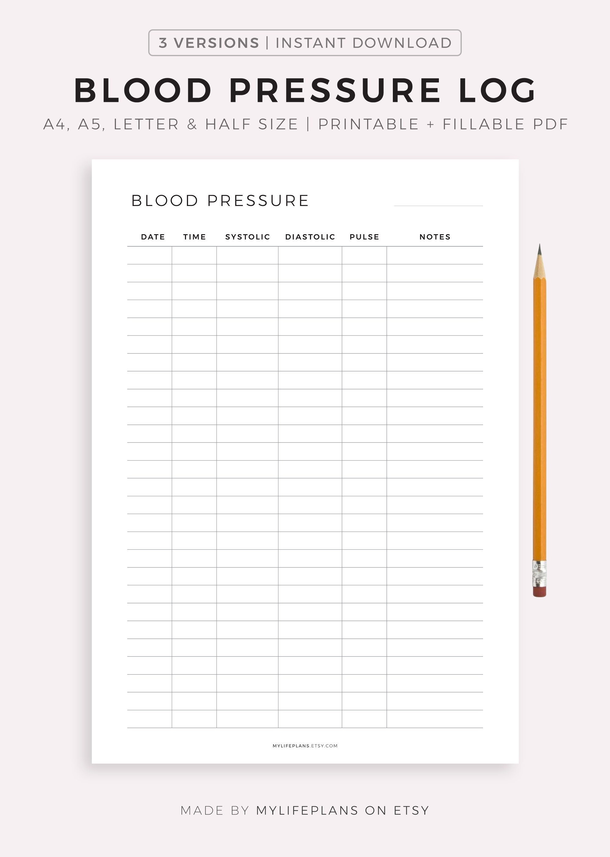 Blood Pressure Chart Template