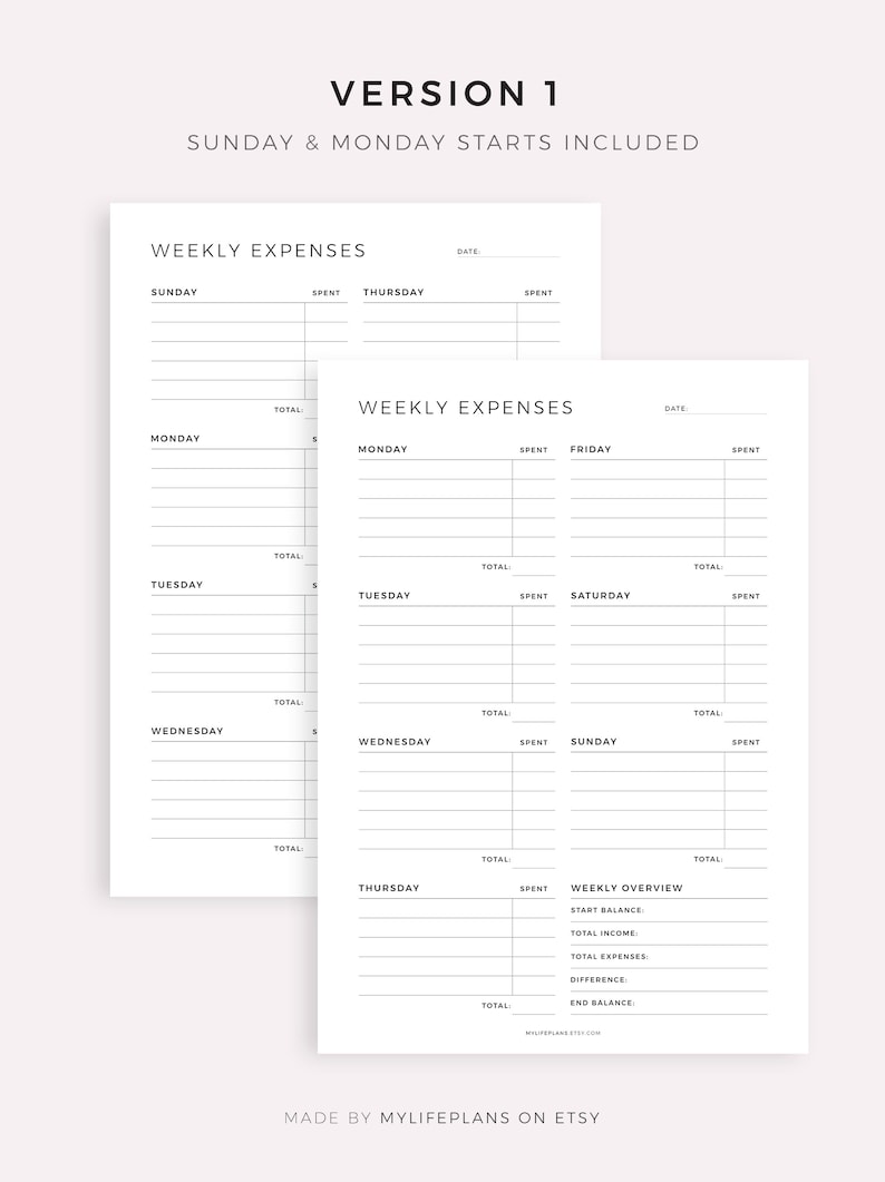 Weekly Expenses Tracker Printable, Spending Tracker, Budget Planner, A4 ...