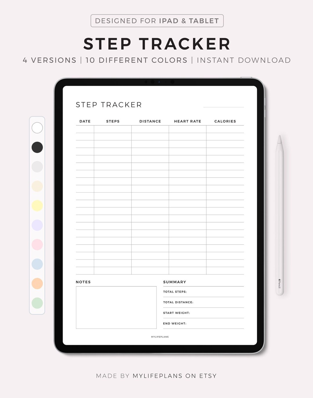 Digital Step Tracker, Step Log, Walking Journal, Exercise Log, Health ...