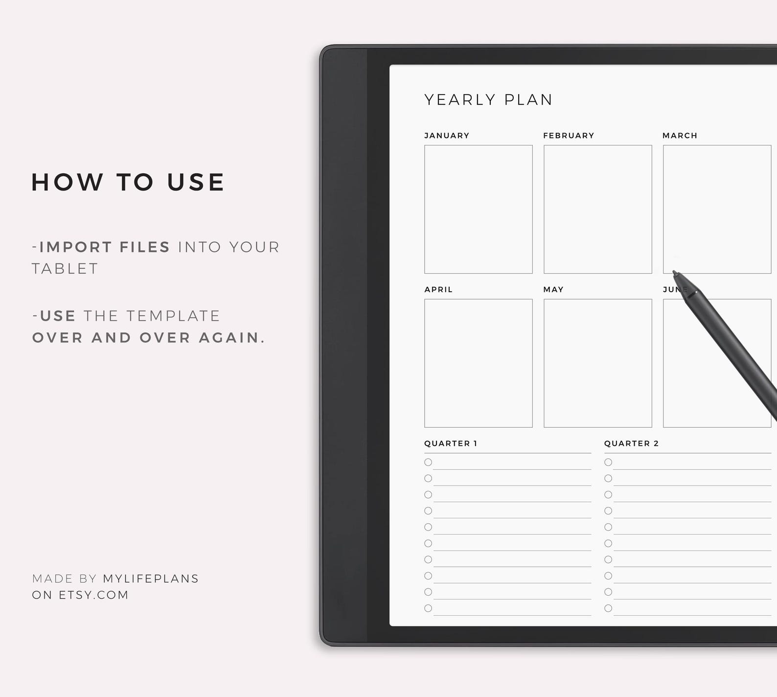 Quarterly Yearly Planner, Yearly Goals & Tasks, Annual Overview ...