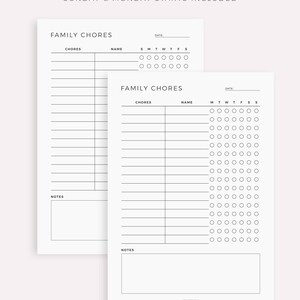 Weekly Family Chores Template, Kids & Adults House Responsibilities ...