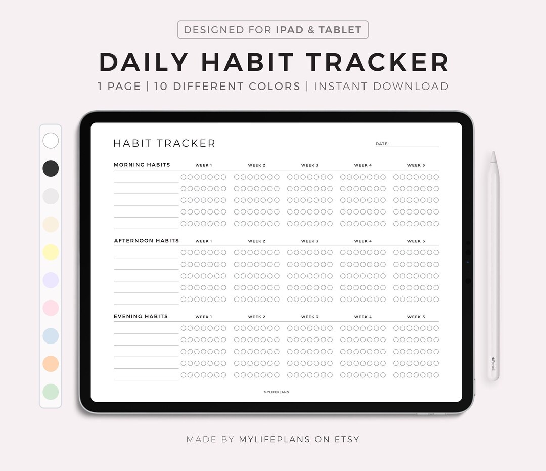 Daily Habit Tracker Landscape, Daily Routine Planner, Monthly Routine ...