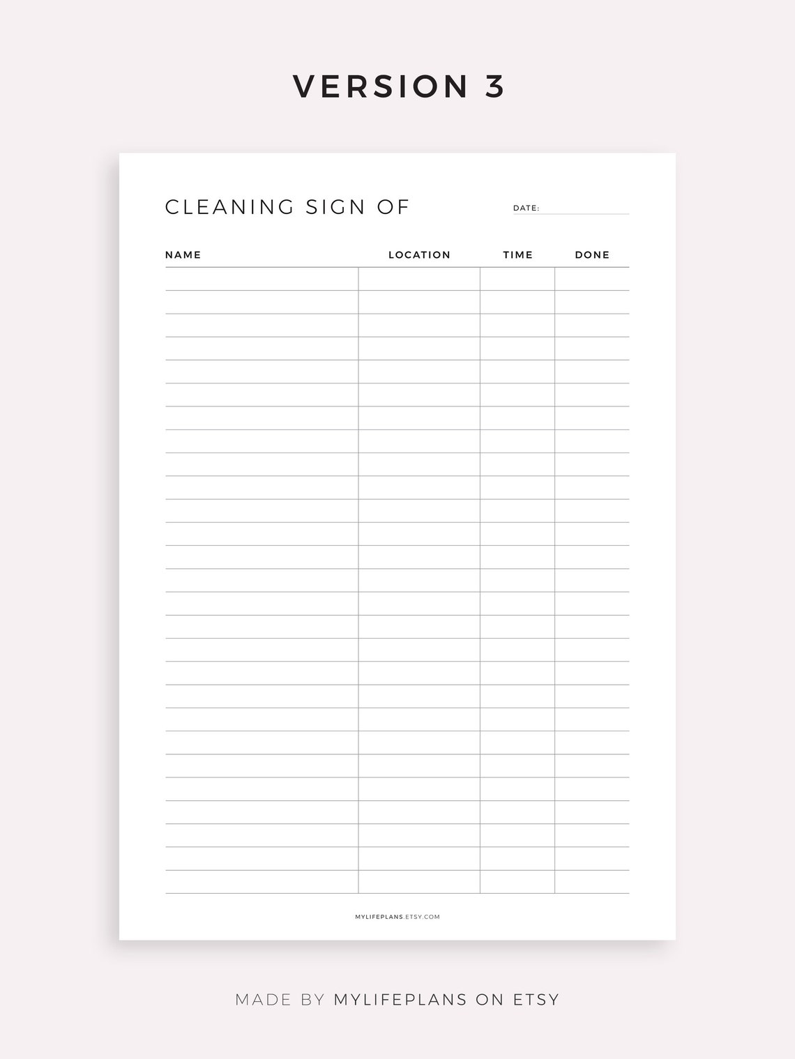 Cleaning Sign off Sheet Printable, Restroom Cleaning, Bathroom Cleaner ...