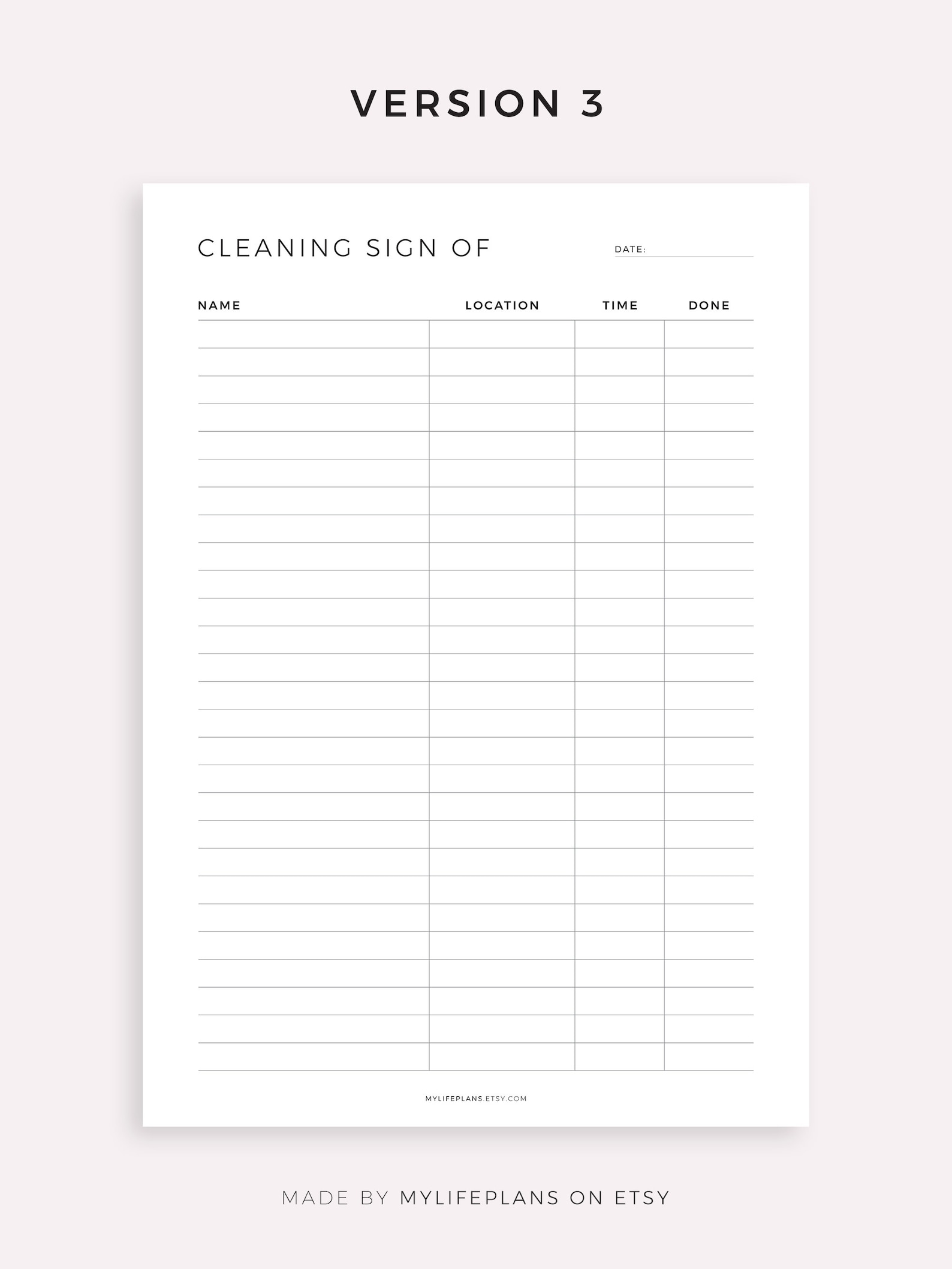 Cleaning Sign off Sheet Printable, Restroom Cleaning, Bathroom Cleaner ...